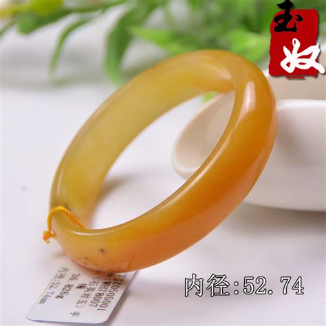 玉奴 新疆天然金丝玉手镯 黄色宝石光 草花玉手镯子 52 53 虎窝淘
