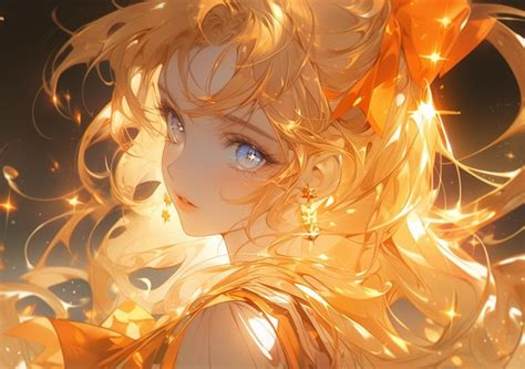 Premium Photo Anime Girl With Long Blonde Hair And Blue Eyes Staring