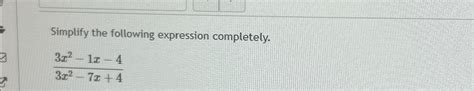 Simplify the following expression | Chegg.com