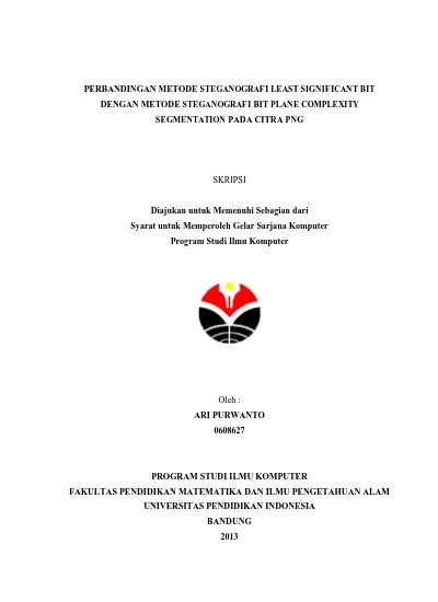 Perbandingan Metode Steganografi Least Significant Bit Dengan Metode Steganografi Bit Plane