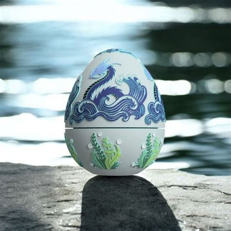 3d Printable Sea Serpent Dragon Egg Embossed And Debossed Free With