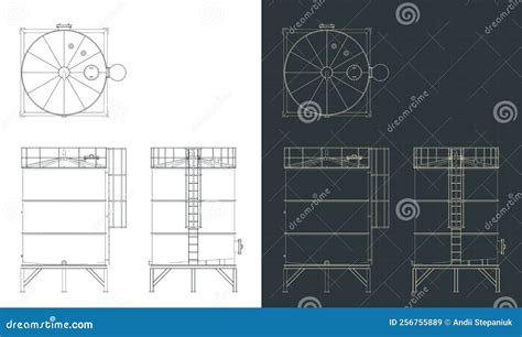 Storage Tank Blueprints Stock Vector Illustration Of Storage 256755889