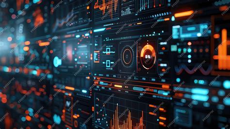 Futuristic Digital Interface With Data Visualizations And Graphs