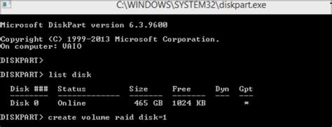 Diskpart Create Raid Volume