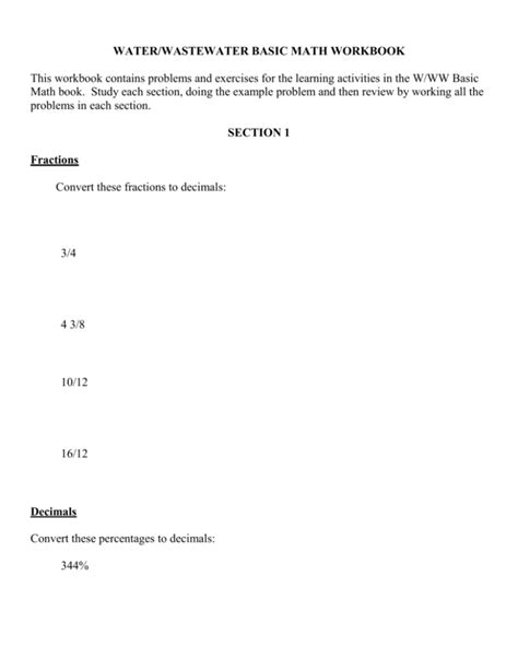 Waterwastewater Basic Math Workbook