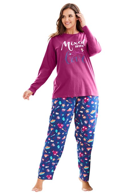 Dreams Co Dreams Co Plus Size Long Sleeve Knit Pj Set Pajamas