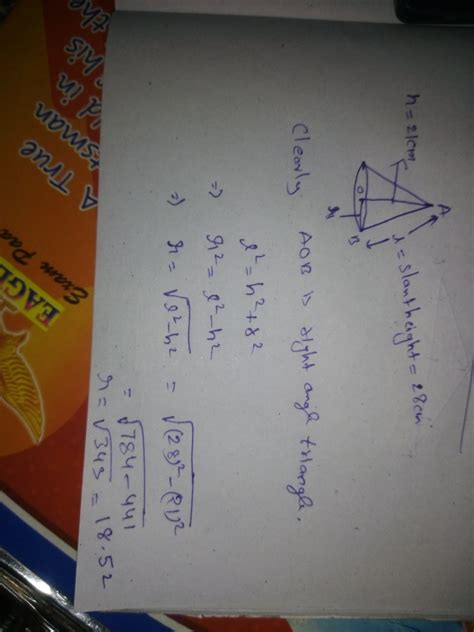 The Height The Start Height Of A Cone Are Cm X Cm Respectively Find The Vowme Of A Cone
