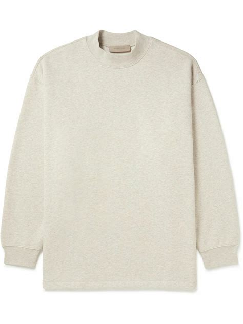 Fear Of God Essentials Logo Flocked Cotton Blend Jersey Mock Neck