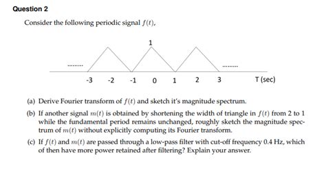 Consider The Following Periodic Signal F T A