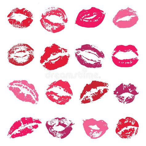 Lipstick Kisses Isolated Red Female Kiss Grunge Elements Design Stock