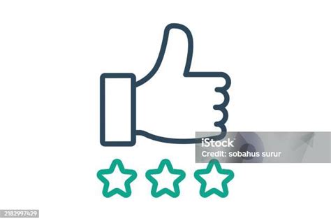 우수성 아이콘 선 아이콘 스타일입니다 별이 있는 엄지손가락 동기 부여와 관련된 아이콘입니다 성공 요소 벡터 일러스트 레이 션 개념에 대한 스톡 벡터 아트 및 기타 이미지