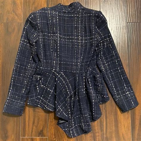 Nanette Lepore Tweed Asymmetric Peplum Jacket Sz4 Gem