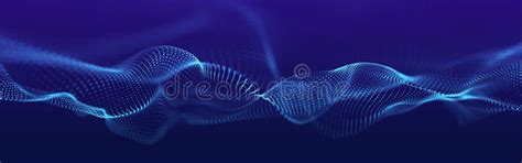 Abstract Background Grid Data Stream Futuristic Blue Particle Wave