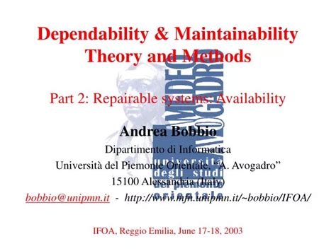 Ppt Dependability And Maintainability Theory And Methods Part 2 Repairable Systems