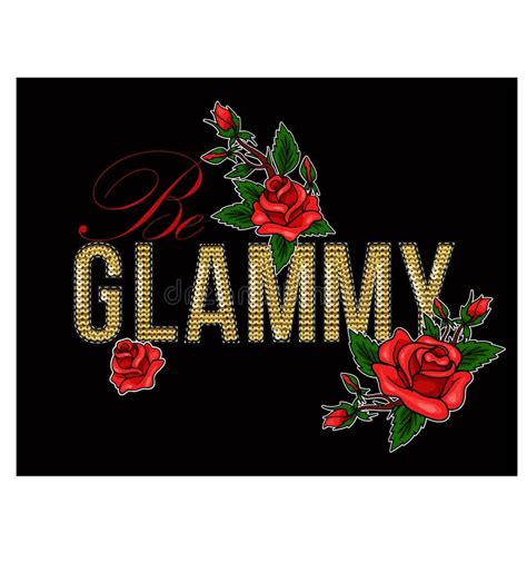 Print For T Shirt With Sequins And Rose Stock Vector Illustration Of