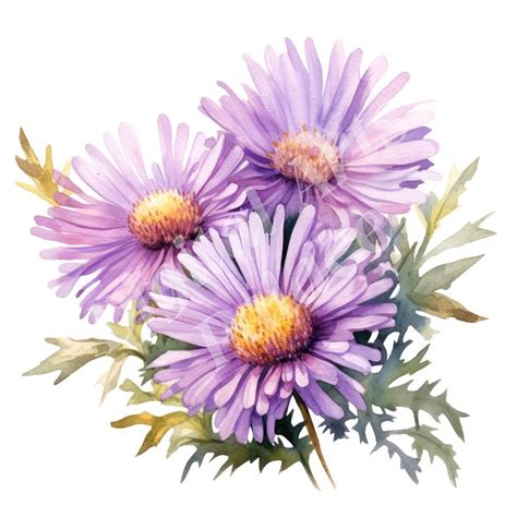Asters Clipart September Birth Flower Clipart S Digital Download