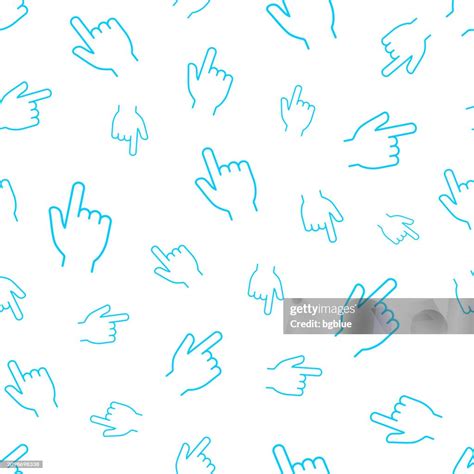 Hand Cursor Pointer Seamless Pattern Line Icons On White Background