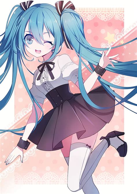 アニメ、 アニメの女の子、 ボーカロイド、 初音ミク、 長い髪、 青い髪、 青い目、 ツインテール、 ドレス、 ストッキング、 Hd