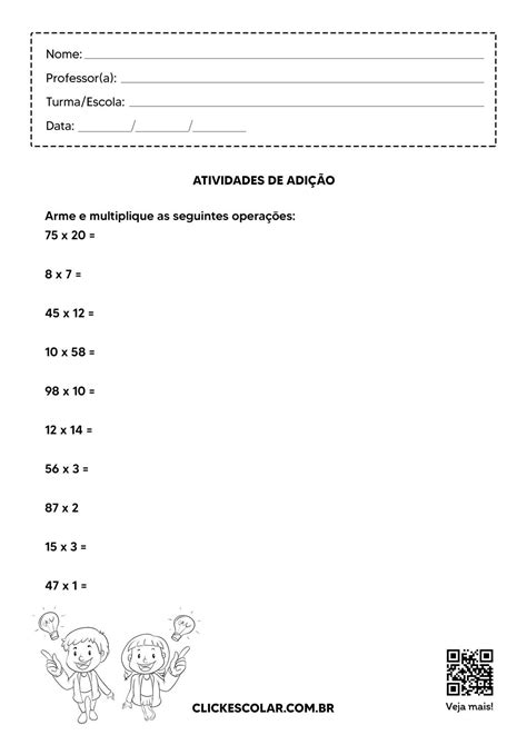 Atividades De Multiplicação Para 5º Ano