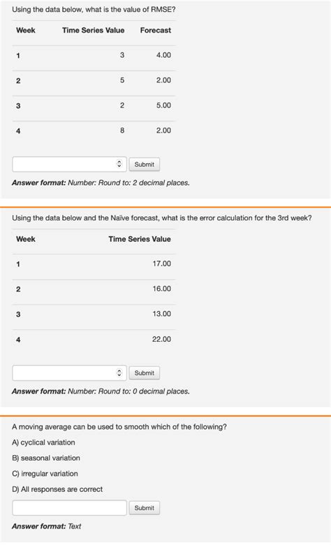 solved using the data below what is the value of rmse week