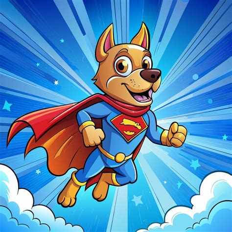 Un Perro De Dibujos Animados Con Una Capa Y Una Capa Roja Volando Por
