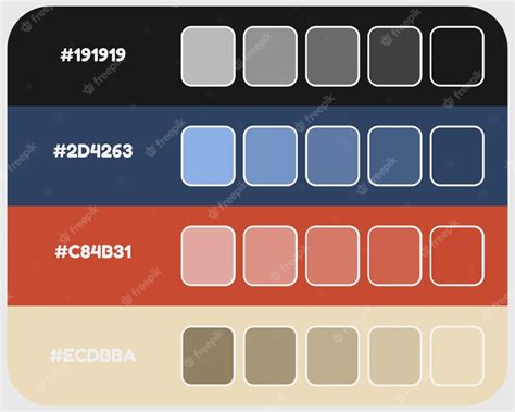 블랙 블루 오렌지 크림 컬러 팔레트 벡터 어두운 색상 카탈로그 Rgb Pantone 색상 색상 일치 프리미엄 벡터