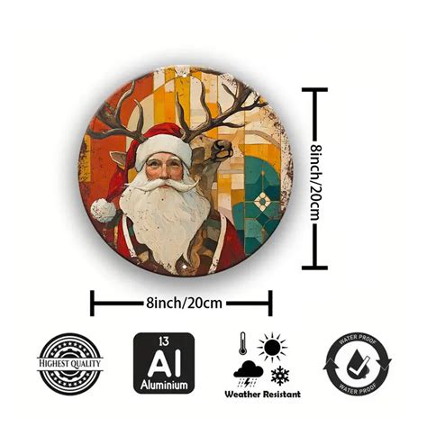 빈티지 스타일 둥근 알루미늄 사인 목가적인 사슴 테마 벽걸이 장식 플라크 방 복도 바 실외 내후성 다목적 무 Temu