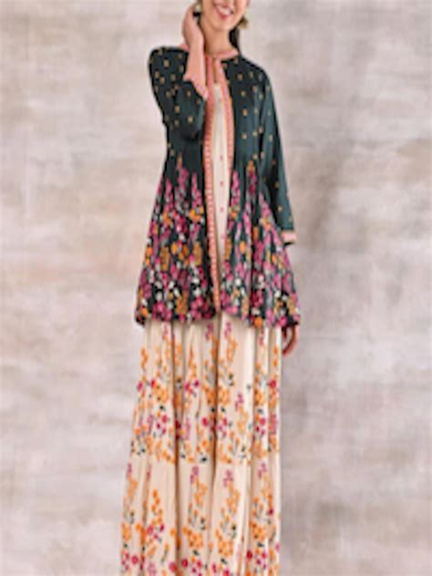 Buy Rustorange Off White Floral Rayon Ethnic Tiered Maxi Ethnic Dress
