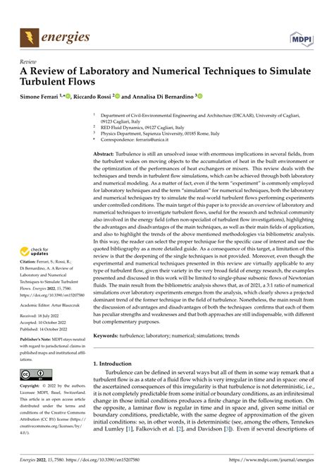 Pdf A Review Of Laboratory And Numerical Techniques To Simulate Turbulent Flows