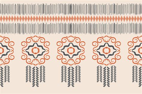 민족 Ikat 직물 패턴 기하학적 스타일입니다 아프리카 Ikat 자수 민족 동양 패턴 갈색 크림 배경 추상 벡터 일러스트 레이 션 짜임새 의류 구조 훈장 양탄자 주제 0명에