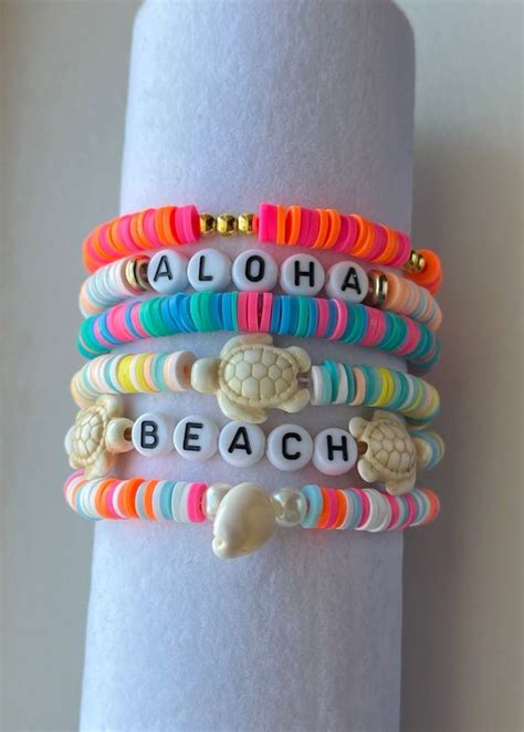 Summer Clay Bead Bracelets Etsy In 2024 Make Clay Beads Clay Beads