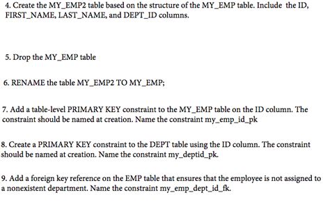 Solved 1 Create The MY DEPT Table Based On The Following Chegg