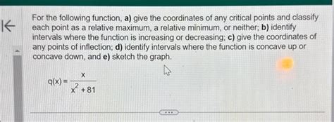 Solved For The Following Function A Give The Coordinates Chegg Com