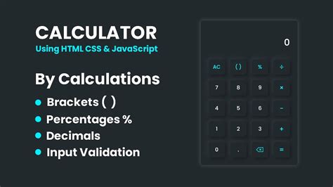 How To Make A Calculator Using Html Css And Javascript Youtube
