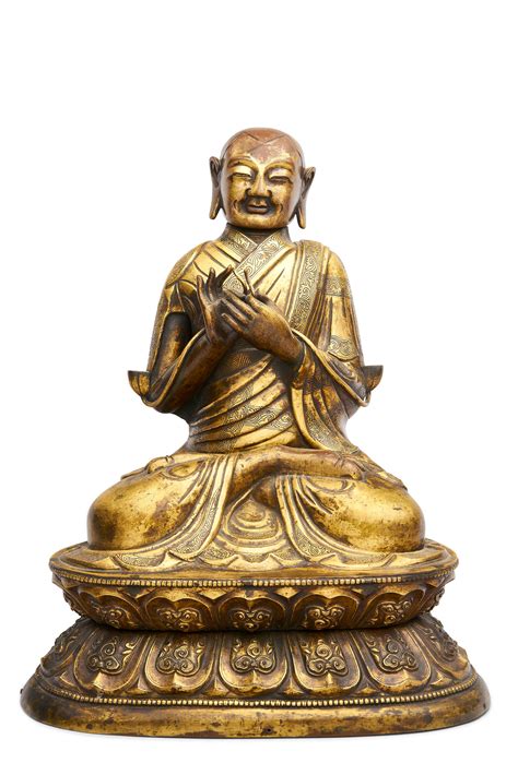 Bonhams A Sino Tibetan Gilt Copper Alloy Repoussé Figure Of Tsong