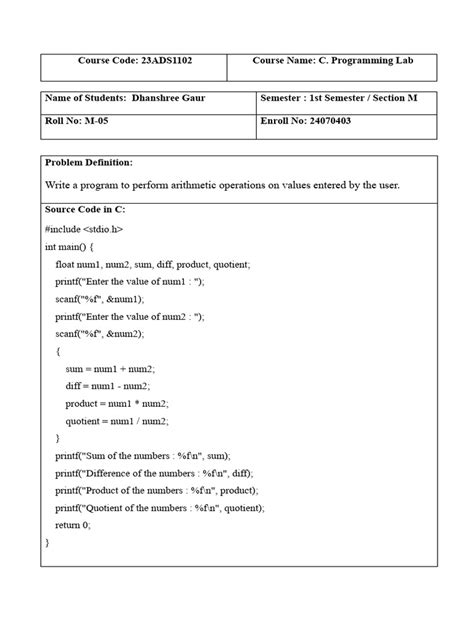 C Programming Practical 2 Pdf Computers