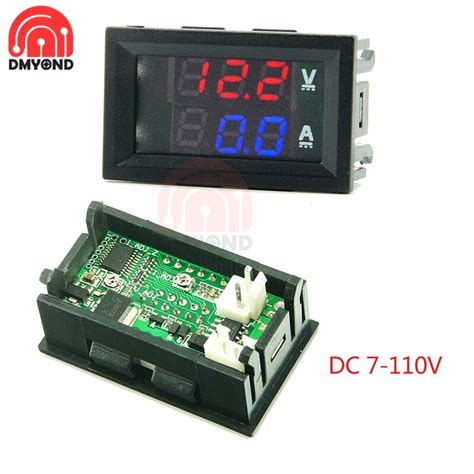 0 28 미니 디지털 전압계 전류계 50A DC 0 100V 7 110V 앰프 전압 전압 전류 측정기 테스터 듀얼 LED 디스플레이 게이지 볼트게이지 측정 및 분석 장비
