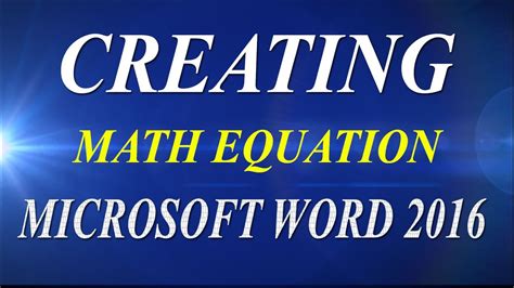 How To Write Math Equation In Microsoft Word And YouTube