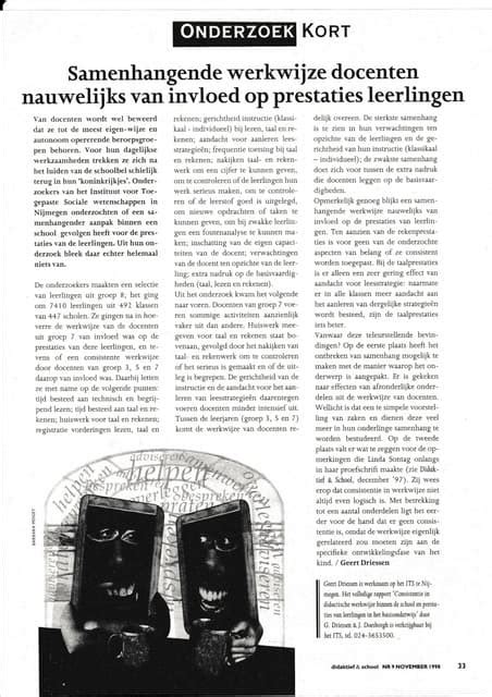 Geert Driessen 1998 Dands Samenhangende Werkwijze Docenten Nauwelijks