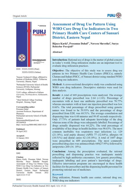 Pdf Assessment Of Drug Use Pattern Using Who Core Drug Use Indicators