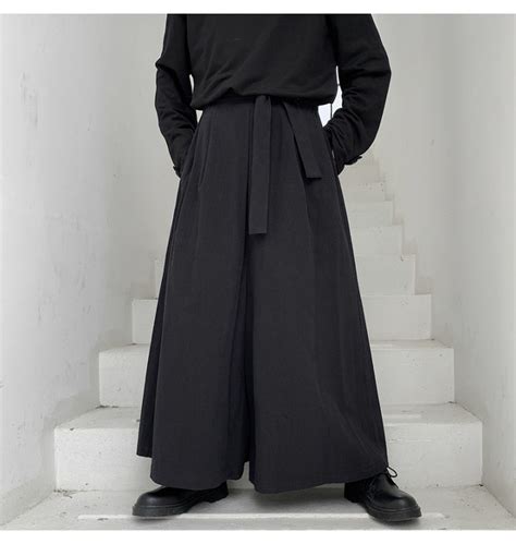 남자 치마바지 블랙 와이드 팬츠 사무라이 일본 젠더리스 허벅돼 통넓은 바지 티몬