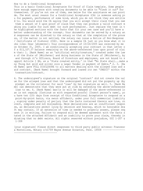 Conditional Acceptance Howto Pdf Affidavit Notary Public