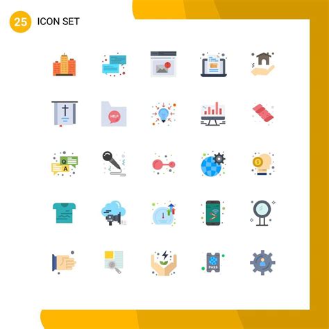 Universal Icon Symbols Group Of 25 Modern Flat Colors Of Laptop Page Conversation Mail Browser