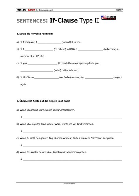 If Clause Type Ii Basic Level Unterrichtsmaterial Im Fach Englisch