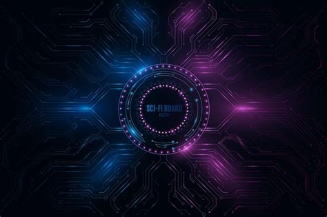 Premium Vector Glowing Scifi Panel With Hud Round And Computer Circuit Board Futuristic Hitech