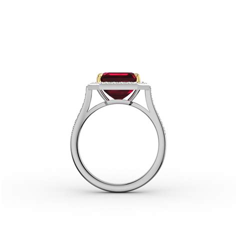 Square Octagon Cut Ruby Halo Ring Platandia