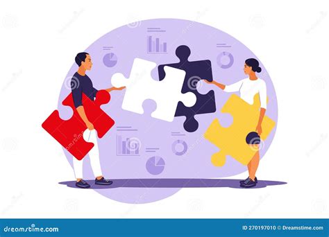 Problem Solving Creative Decision Difficult Task Concept Man And Woman Assembling Puzzle