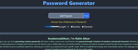 Reactjs Tailwindcss Passwordgenerator Rakin Absar