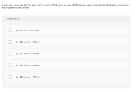 Solved A Projectile Is Projected From The Origin With A