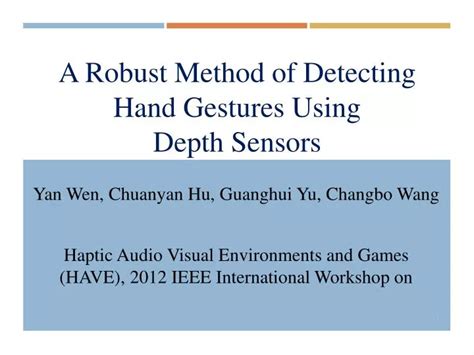 ppt a robust method of detecting hand gestures using depth sensors